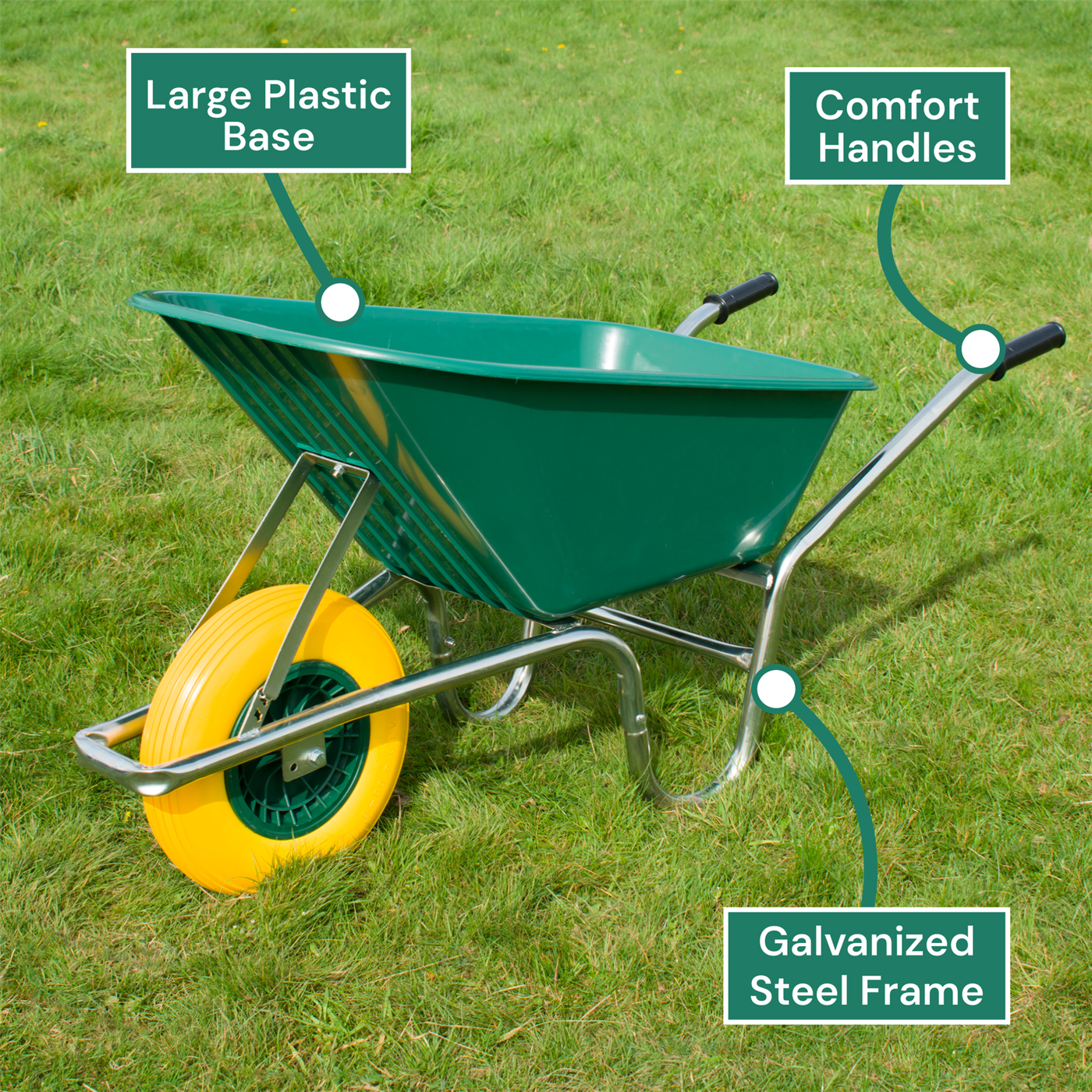 KCT 110 Litre Garden Steel Frame Wheelbarrow Outdoor Heavy Duty ...