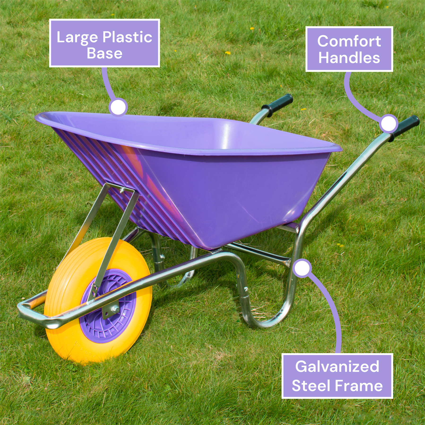 KCT 110 Litre Garden Steel Frame Wheelbarrow Outdoor Heavy Duty ...
