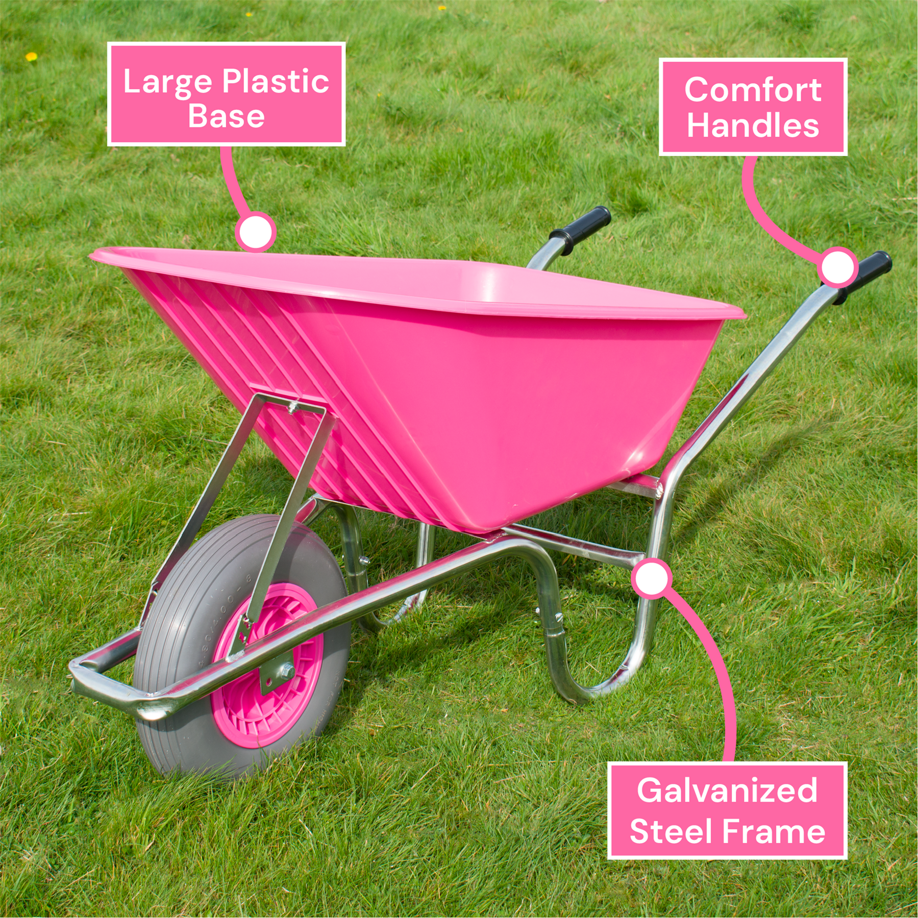 KCT 110 Litre Garden Steel Frame Wheelbarrow Outdoor Heavy Duty ...