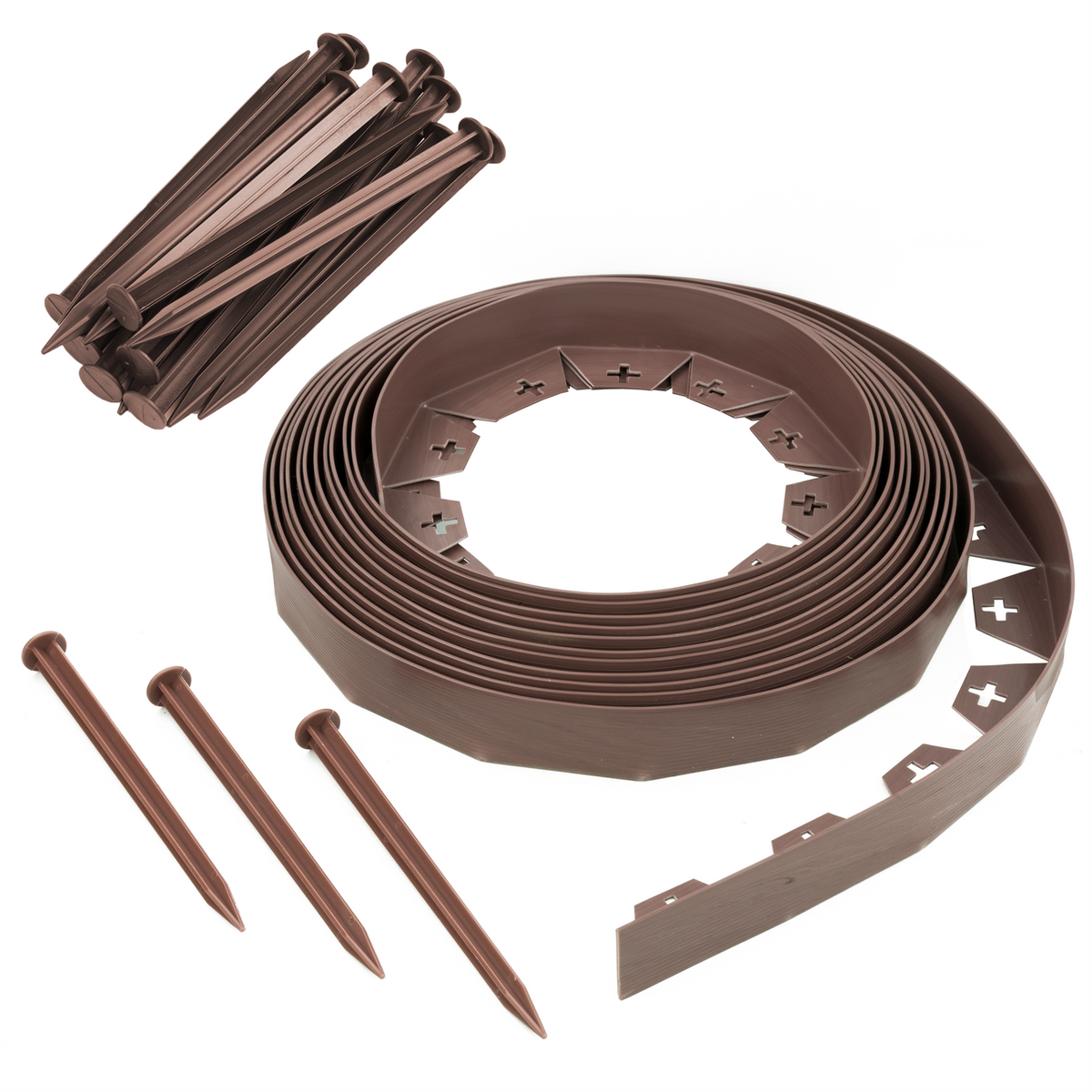 KCT 10 Metre Brown Flexible Garden Lawn Edging with 40 Pegs Garden ...